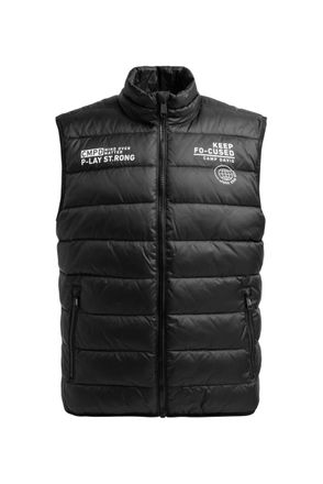Camp David Herren Outdoor-Weste im Materialmix mit Shiny Prints Black, Xxxl