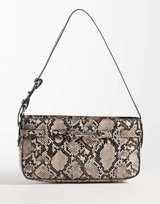 Abercrombie & Fitch Sac port&eacute; &eacute;paule avec d&eacute;tail m&eacute;tallique style ann&eacute;es 2000 - Imprim&eacute; serpent marron