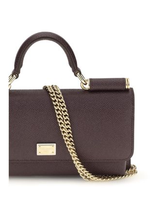Dolce & Gabbana Womens Shoulder Bag Micro Sicily Burgundy Calf Leather