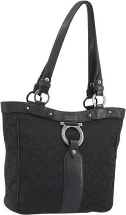 Ferragamo Sac cabas Pre-owned en toile - Femme - Pre-owned - Noir - Taille: ONE Size