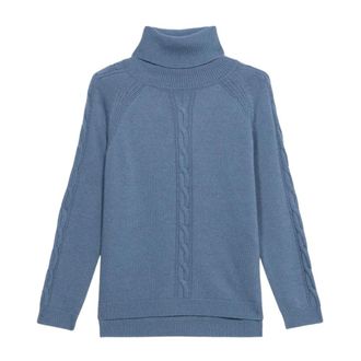 Oltre Femme, Pulls, Bleu, Taille: 44 FR Pull &agrave; col roul&eacute; en maille torsad&eacute;e