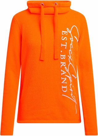 soccx Damen Chenille-Pullover mit hohem Kragen und Artwork Neon Orange, XXXL