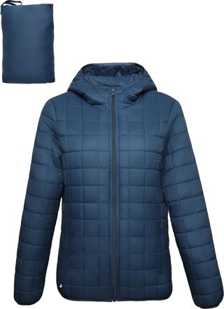 Orolay Damen Leichte Steppjacke mit Kapuze, Packbare &Uuml;bergangsjacke Warm Gef&uuml;tterte Winterjacke mit Rei&szlig;verschlusstaschen, Winddichte Reisejacke f&uuml;r Herbst u