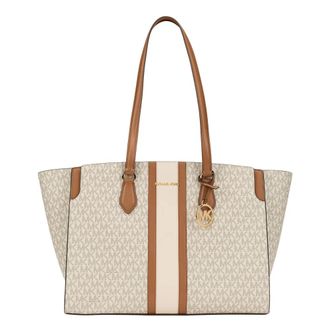 Michael Kors Becca Gro&szlig;e gestreifte Signature Logo Tote Bag - - Bags - Damen - Beige - ONE SIZE