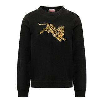 Kenzo Homme, Pulls, Noir, Taille: XL Pull Kenzo Jumping Tiger Brod&eacute;