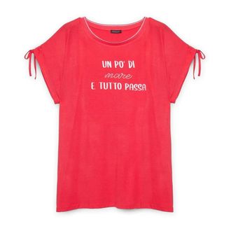 Fiorella Rubino Femme, Tops, Rouge, Taille: 36 FR T-shirt brodée en viscose Lenzing Ecovero
