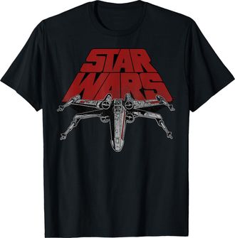 Star Wars X-Wing T-Shirt im Retro-Look mit schr&auml;gem Logo-Grafikdesign T-Shirt