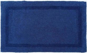 Homescapes Großer Badvorleger dunkelblau, XXL Badematte 70x120 cm, Baumwoll-Badteppich Premium mit Wende-Design