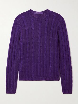 Ralph Lauren Collection Pull En Soie À Mailles Torsadées - Violet