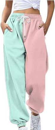 Generic Pantalon ample pour femme - Pantalon d&eacute;contract&eacute; respirant avec poches lat&eacute;rales et jambe &eacute;vas&eacute;e - Grande taille 3X disponible, vert menthe, XXL