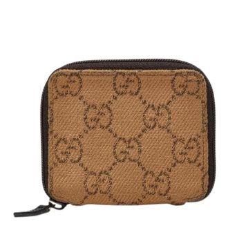 Gucci Porte-monnaie rond en toile GG en cuir Pre-owned - Femme - Pre-owned - Brun - Taille: ONE Size