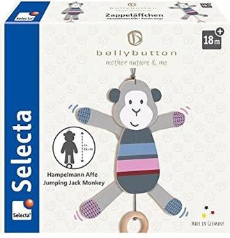 Selecta 64027 Hampelmann Affe, 26 cm, aus Holz, bellybutton by selecta