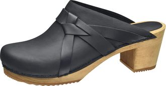 Sanita Manuella Clog | Original handgemacht | Lederclog mit Holzsohle für Damen, Größe: 41 EU, Schwarz