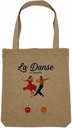 Fabulous Sac Shopping Tote Bag Aspect Lin - La Danse MAppelle Passion Musique Sport - Sac de Courses Toile Epaisse 360g Beige Naturel Cabas Port&eacute; Epaule Solide