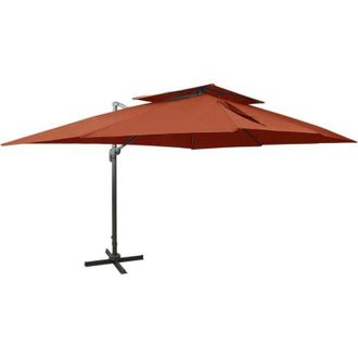 Les Tendances Parasol d&eacute;port&eacute; &agrave; double toit Terre cuite 400x300