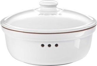 Römertopf Römertopf Brottopf Rund aus Naturton - Weiße Keramik-Brotbox mit Deckel Ø 30 cm - Für Brot, Brötchen, Obst & Gemüse - Spülmaschinengeeignet, Hygienisc