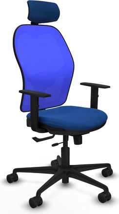 Piqueras y Crespo Ergonomischer B&uuml;rostuhl mit Lendenwirbelst&uuml;tze, verstellbare Arme, Kopfteil in H&ouml;he und Neigung, ausgestattet mit Syncro/Traslack. Blau/Blau