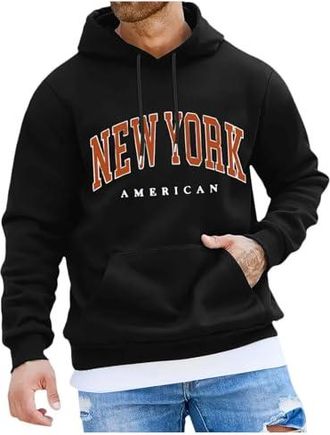 Generic Sweat a Capuche Homme Hooded Sweatshirt Sweatshirt &agrave; Capuche Homme, Pullover &agrave; Manches Longues avec Imprim&eacute; Ville, Casual et Textur&eacute;