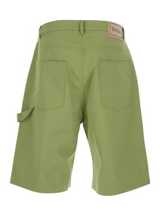 Dr&ocirc;le de Monsieur Mens Bermuda Shorts Green Stretch Cotton