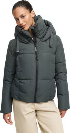Marikoo Damen Winterjacke (XS-XXL) - gesteppt, mit Kapuze, innen Fleecefutter - N086 - StoneGreen Gr&ouml;&szlig;e XXL - Gr.XXL