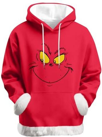 Generic Le Grinch Sweat A Capuche Femme Chaud Hiver Noel Pull Noël Sweet Adulte Polaire Pyjama Vêtements Oversize Deguisement Costume The Femmes Pulls Christm