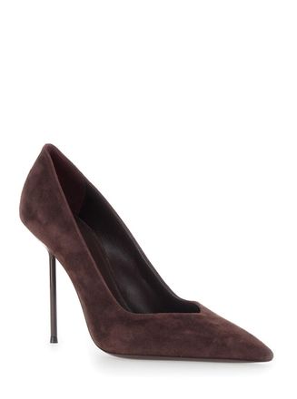PARIS TEXAS Womens Pumps Lidia Brown Suede Goat Leather