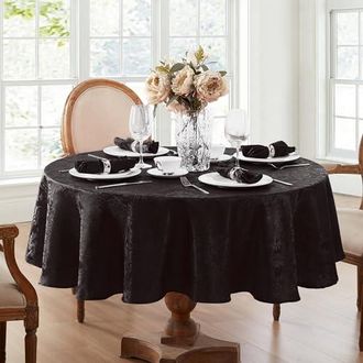 Elrene Nappe damass&eacute;e, Polyester, Noir, 152,4 x 213,4 cm Ovale