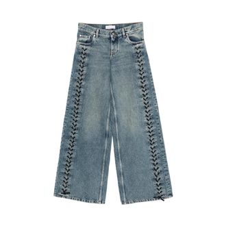 Stella McCartney Wide-Leg Jeans mit Schn&uuml;rung - - Jeans - Damen - Blau - W27