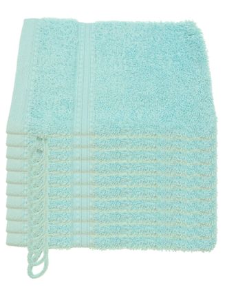 Julie Julsen Bio Waschhandschuh-Set, 10 Waschhandschuhe in 32 Farben erh&auml;ltlich weich und saugstark Babyblau 15x21 cm