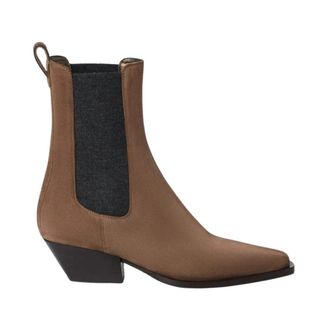 Brunello Cucinelli Wildleder Chelsea Boots mit kostbarem Schleifendetail - - Shoes - Damen - Braun - 38 1/2 EU