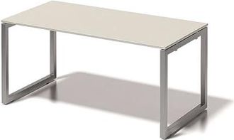Bisley Cito Schreibtisch, 740 mm höhenfixes O-Gestell, Metall, Gw355 Dekor Grauweiß, Gestell Silber, 80 x 160 x 85 cm