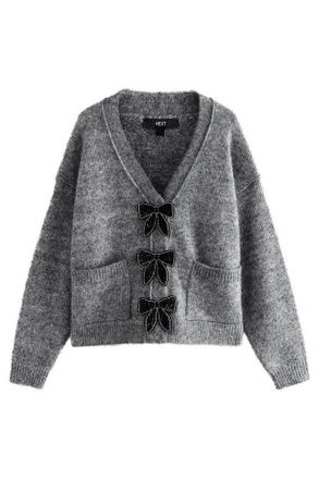 Next Strickjacke Gekn&ouml;pfte Strickjacke mit Tasche und Schleife (1-tlg)