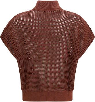 Brunello Cucinelli Cotton Mesh Cardigan - Brown