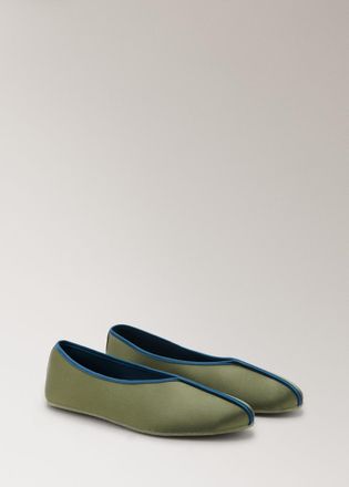 Mango Satinierte Ballerinas mit Kontrastpaspelierung olivengr&uuml;n - Damen - 36 - MANGO