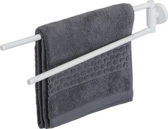 Tiger Urban Handtuchhalter zweiarmig, Edelstahl, Farbe: Wei&szlig;-matt, Handtuchstange zur Wandmontage mit zwei schwenkbaren Armen und austauschbaren Dekor-Ringe