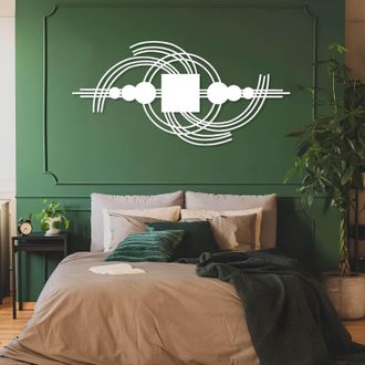 Generic Abstrakte geometrische Wandkunst aus Metall in Schwarz, Moderne Wanddekoration aus Metall im Mid-Century-Stil f&uuml;r Badezimmer und Wohnzimmer, abstrakte