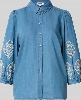 More & More Regular Fit Bluse in Denim-Optik mit Stitchings