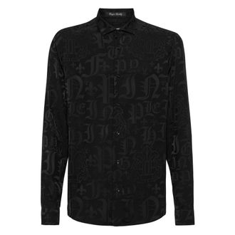 Philipp Plein Jacquard Shirt Sugar Daddy Cut LS Monogram - - Shirts - Herren - Schwarzk - S