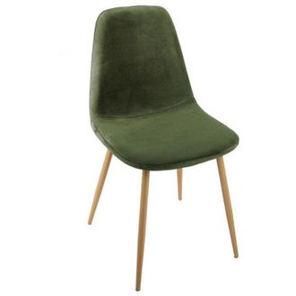 PEGANE Pegane - Lot de 4 chaises coloris vert kaki en velours - Longueur 44 x Profondeur 51 x Hauteur 85,5 cm