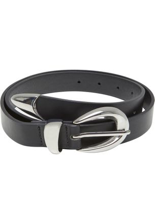 Urban Classics Chunky Buckle Loop Synthetic Leather Belt black/silver, L/XL