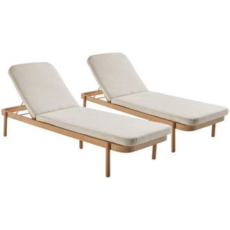 Sweeek 2er-Set Liegest&uuml;hle aus Akazienholz, verstellbar