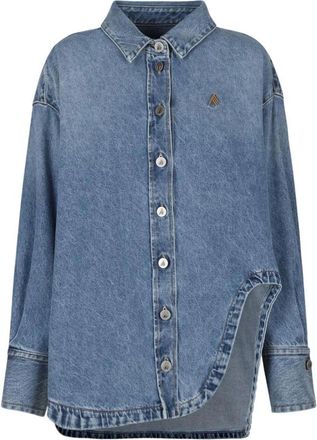 The Attico Femme, Blouses et Chemises, Bleu, Taille: 34 FR Asymmetric Denim Overshirt