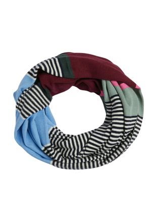 s.Oliver L&auml;ssiger Feinstrick-Loopschal mit Streifen und Logo-Ring
