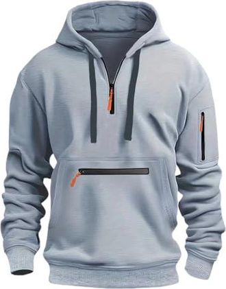 Generic Sweatshirts Homme, Sweat à Capuche pour Homme avec Demie Fermeture, Grandes Tailles, Pull Chaud Décontracté Confortable, Pull de Travail Quotidien, Co