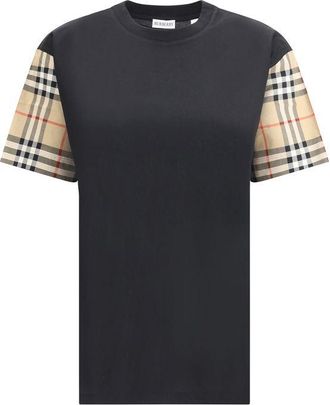 Burberry Baumwoll-Jersey T-Shirt mit kurzen Ärmeln und Karodetail