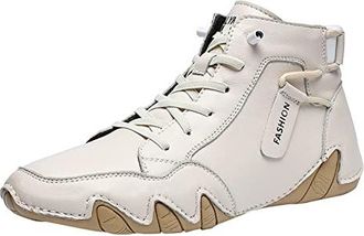 Generic Bottines en cuir pour homme - Chaussures de sport montantes &agrave; lacets - Chaussures de marche antid&eacute;rapantes - Chaussures plates r&eacute;sistantes &agrave; lusure - 