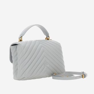 Pinko Womens Puff Big Bag Grey Calf Leather Shoulder