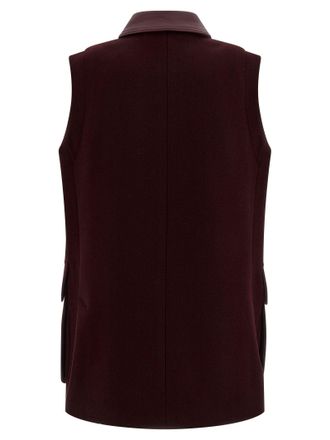 Max Mara Womens Bordeaux Virgin Wool Sleeveless Jacket Clothing