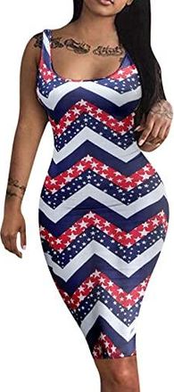 Generic Robes amincissantes 2026 pour femmes, robe sans manches &agrave; col rond imprim&eacute; jour de lind&eacute;pendance d&eacute;bardeur, noir fonc&eacute;, XL