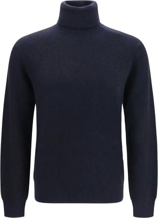 Brioni Pull &agrave; col roul&eacute; en laine et cachemire - Homme - Pulls - Bleu - Taille: L